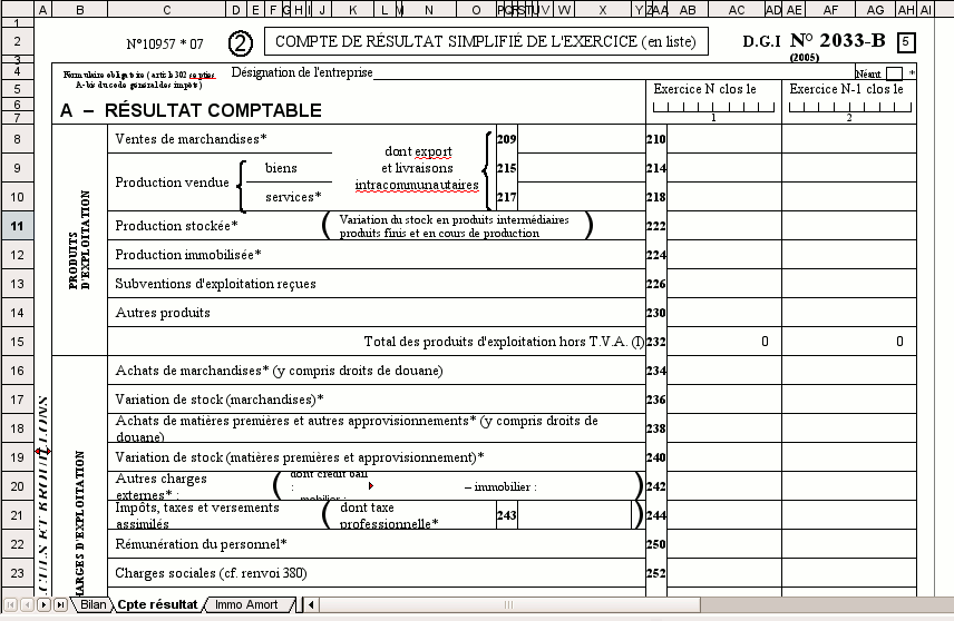 Formulaire 2033 remplissable au format tableur LibreOffice